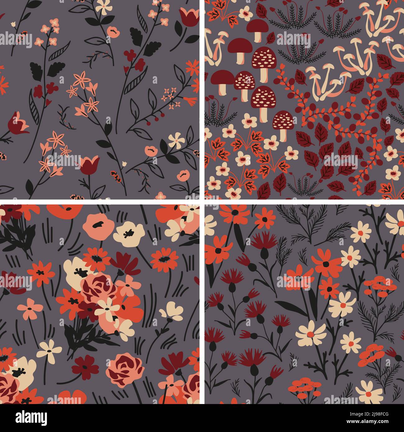 Decorative floral vector patterns set Stock Vector Image & Art - Alamy