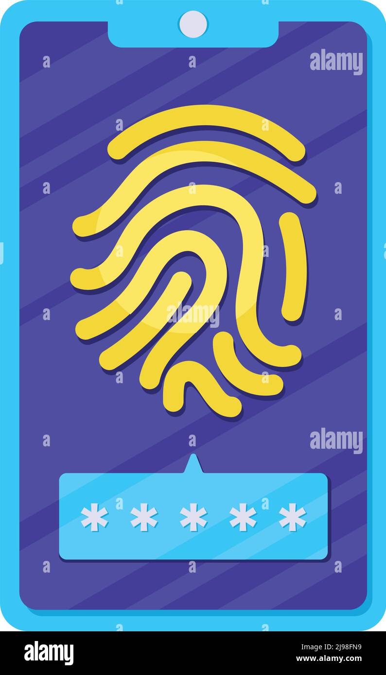 smartphone with fingerpint access icon Stock Vector Image & Art - Alamy