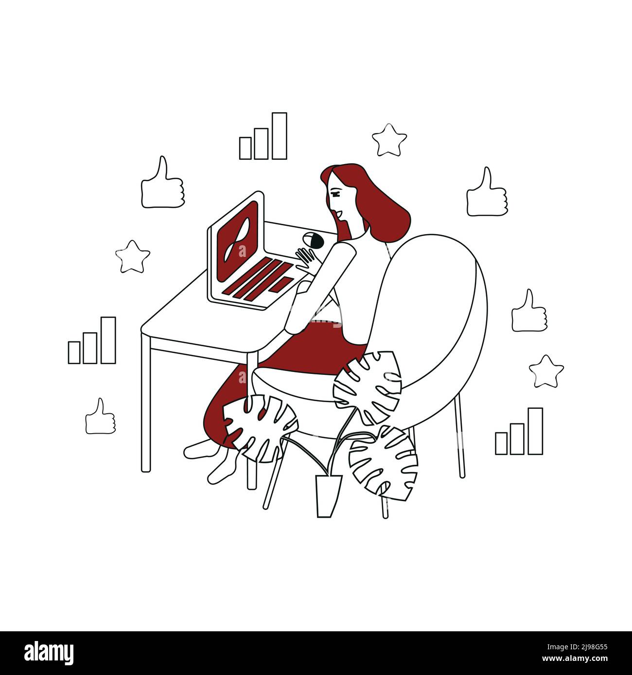 Girl at work vector illustration Stock Vector Image & Art - Alamy