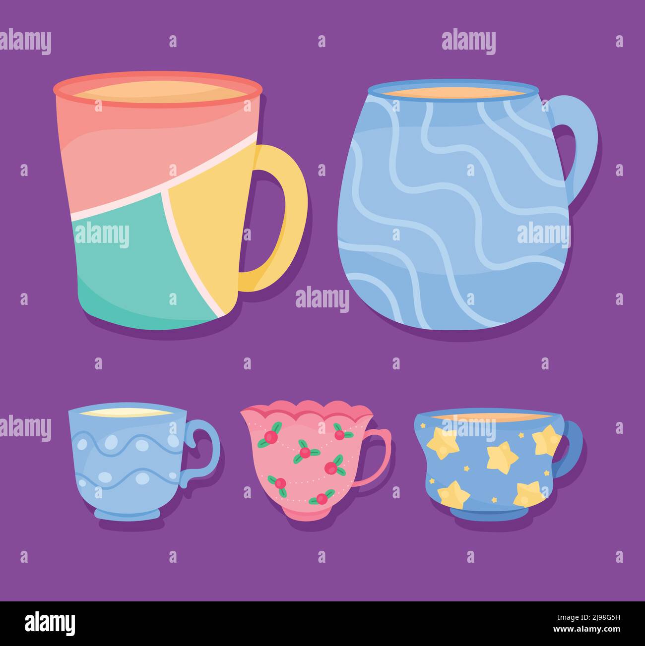 Five teacups Stock Vector Images - Alamy