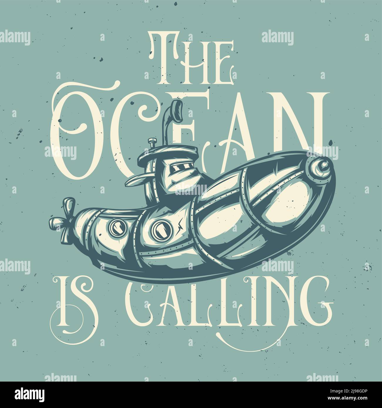 T-shirt or poster design with illustraion of funny submarine Stock ...