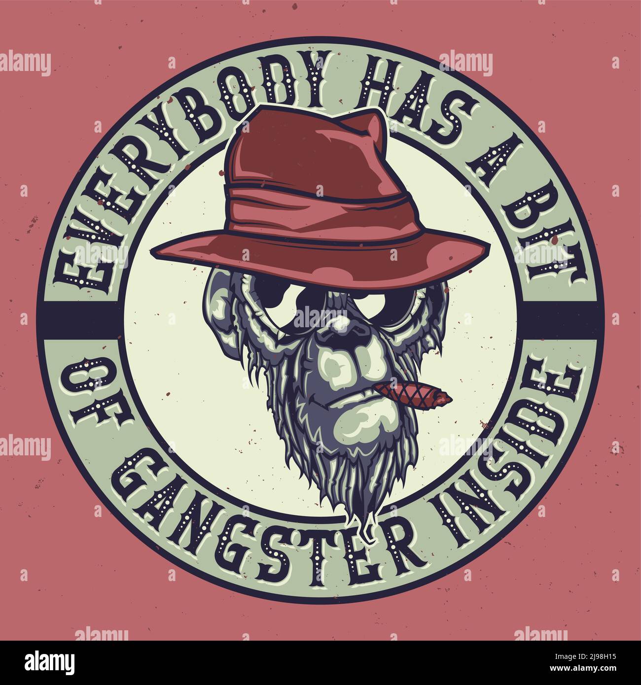 T-shirt or poster design with illustration of a gangster monkey Stock ...