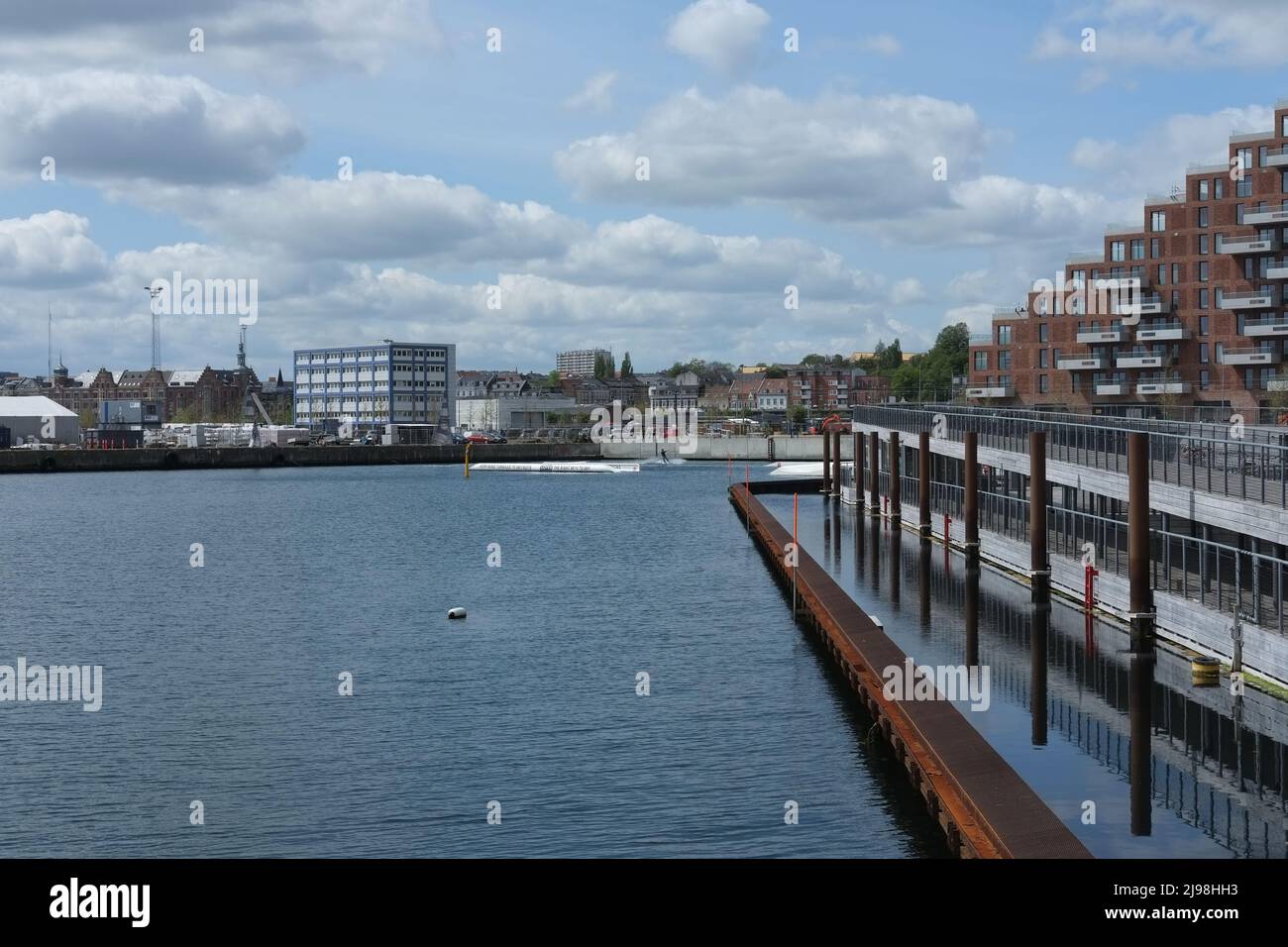 View from the harbour bath swimming pool complex at Aarhus island ...
