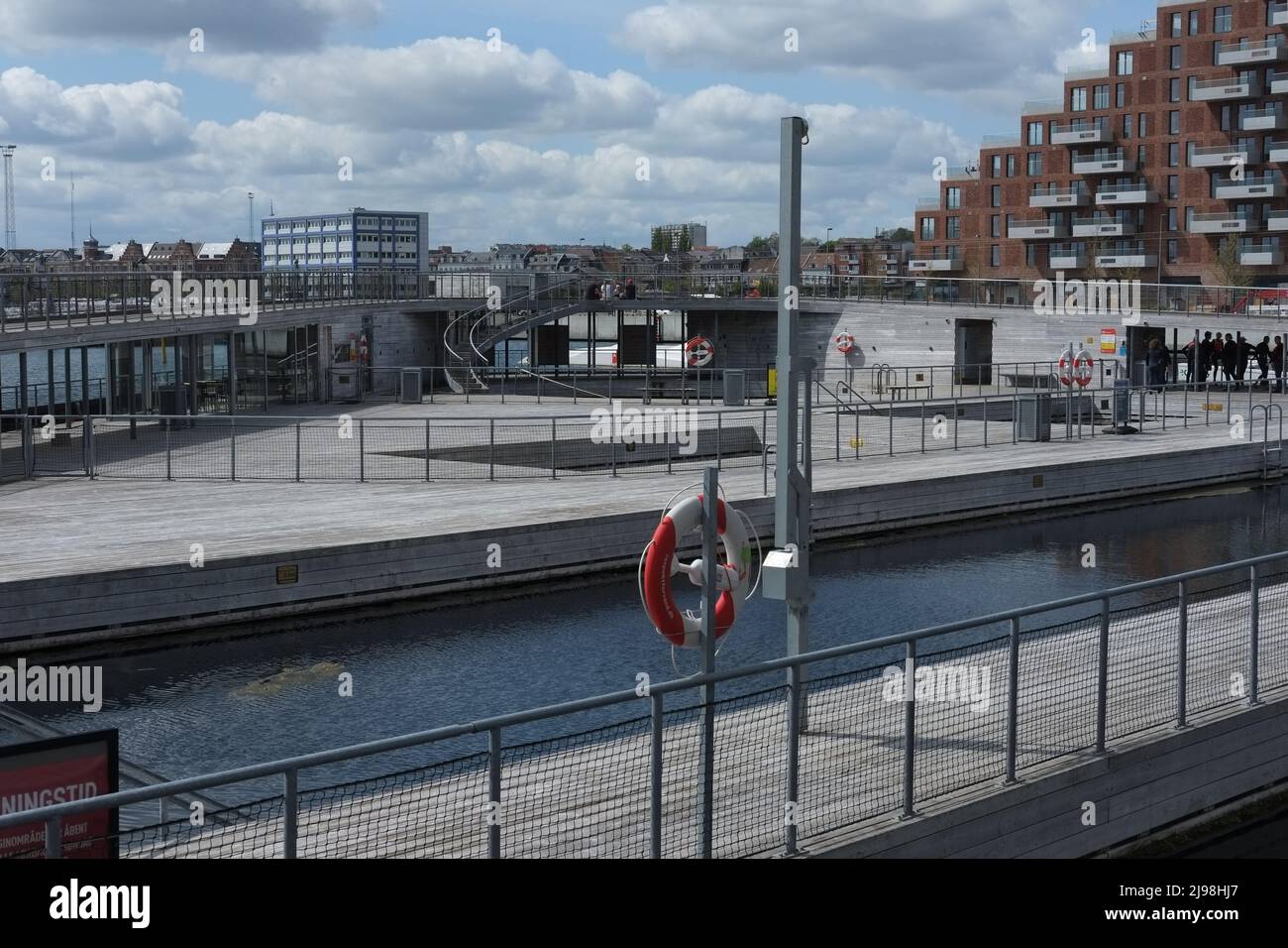 Harbour bath swimming pool promenade decking at Aarhus island (Aarhus Ø ...