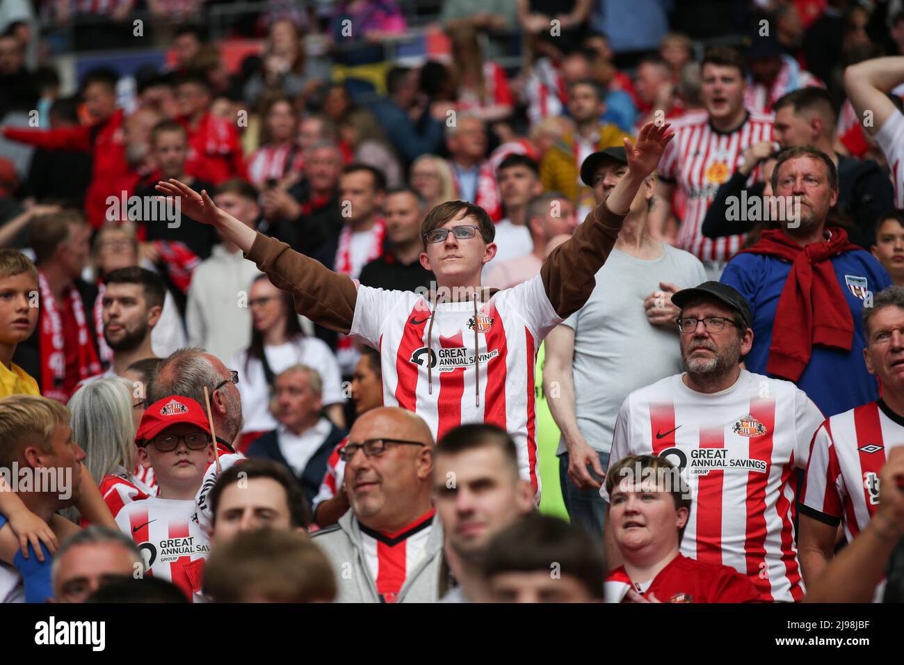 A Sunderland fan celebrates winning promotion Stock Photo - Alamy