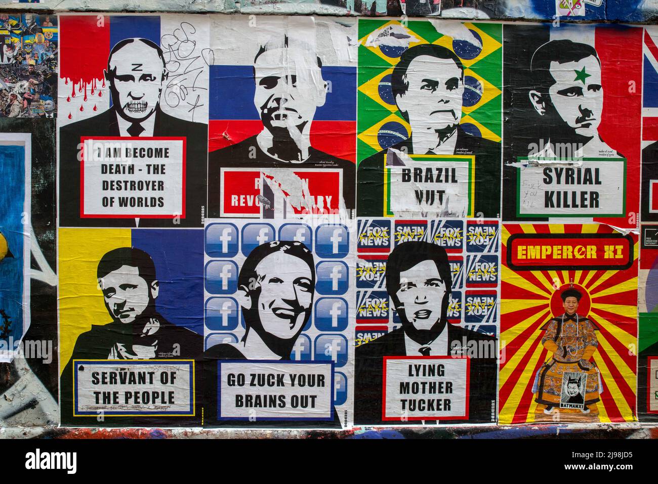 Street artist Subdude displays on the walls of Brick Lane in London ...