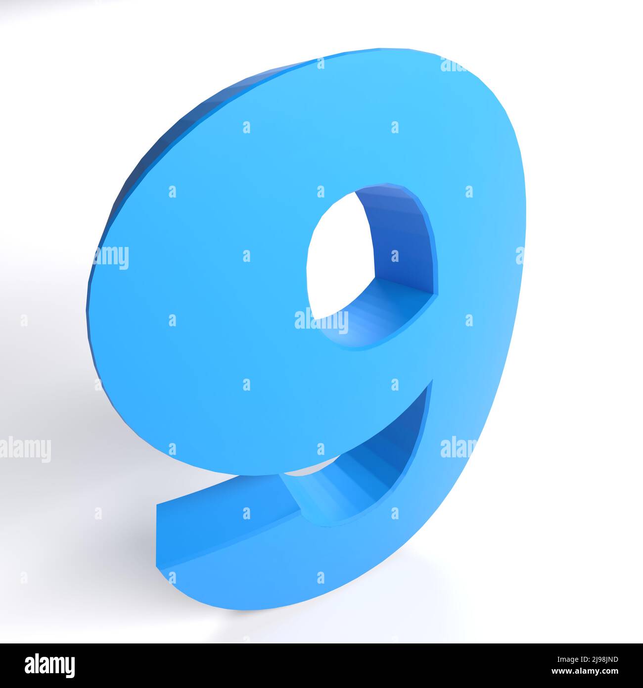 Number 9 in blue color, isolated on white background - 3D rendering ...
