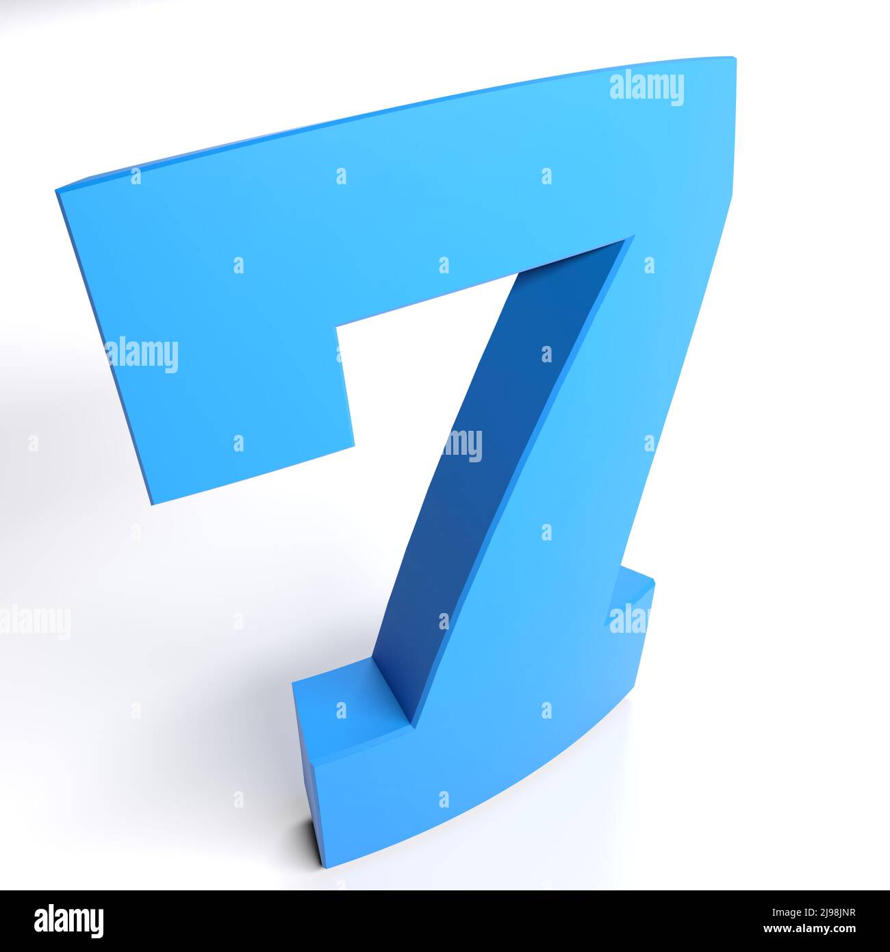 Number 7 in blue color, isolated on white background - 3D rendering ...