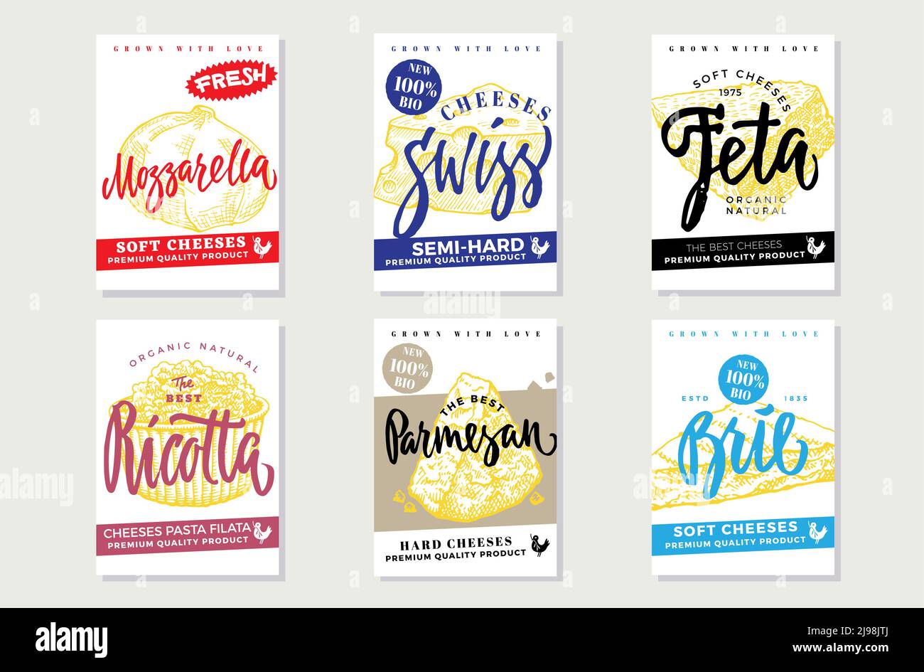 Sketch natural cheese brochures with inscriptions and products of ...