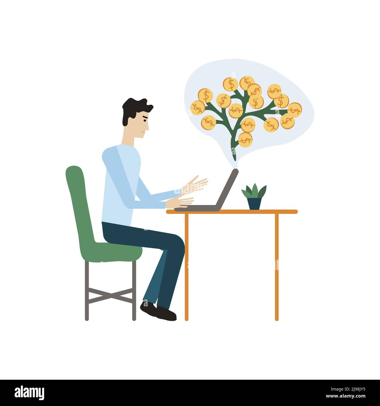 Freelancer and money tree vector illustration Stock Vector Image & Art ...