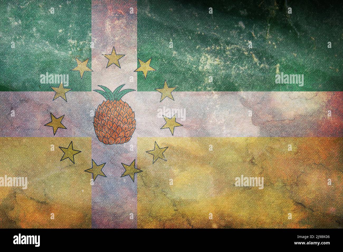 Top view of retro flag of Lajas, PR, untied states of America with ...