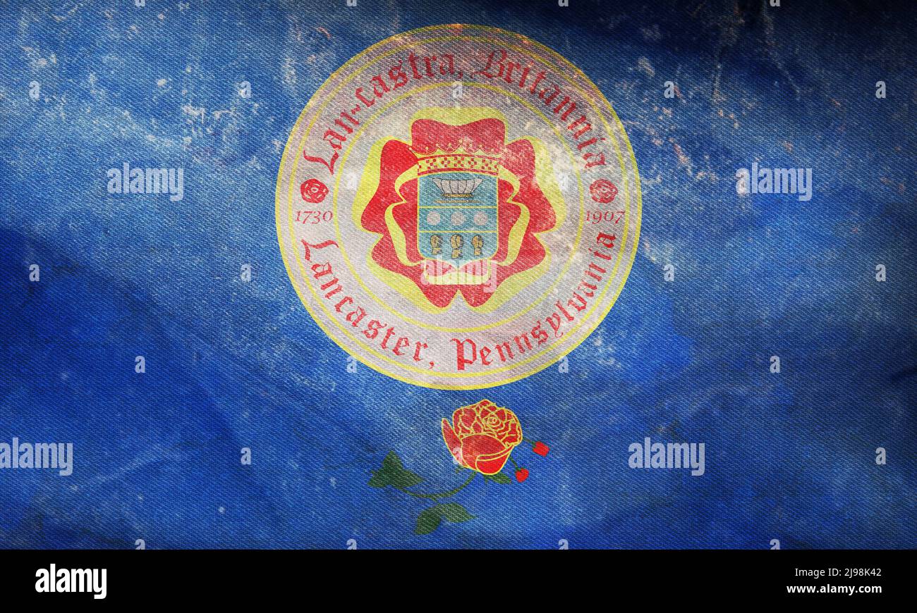 Top view of retro flag of Lancaster, Pennsylvania, untied states of ...