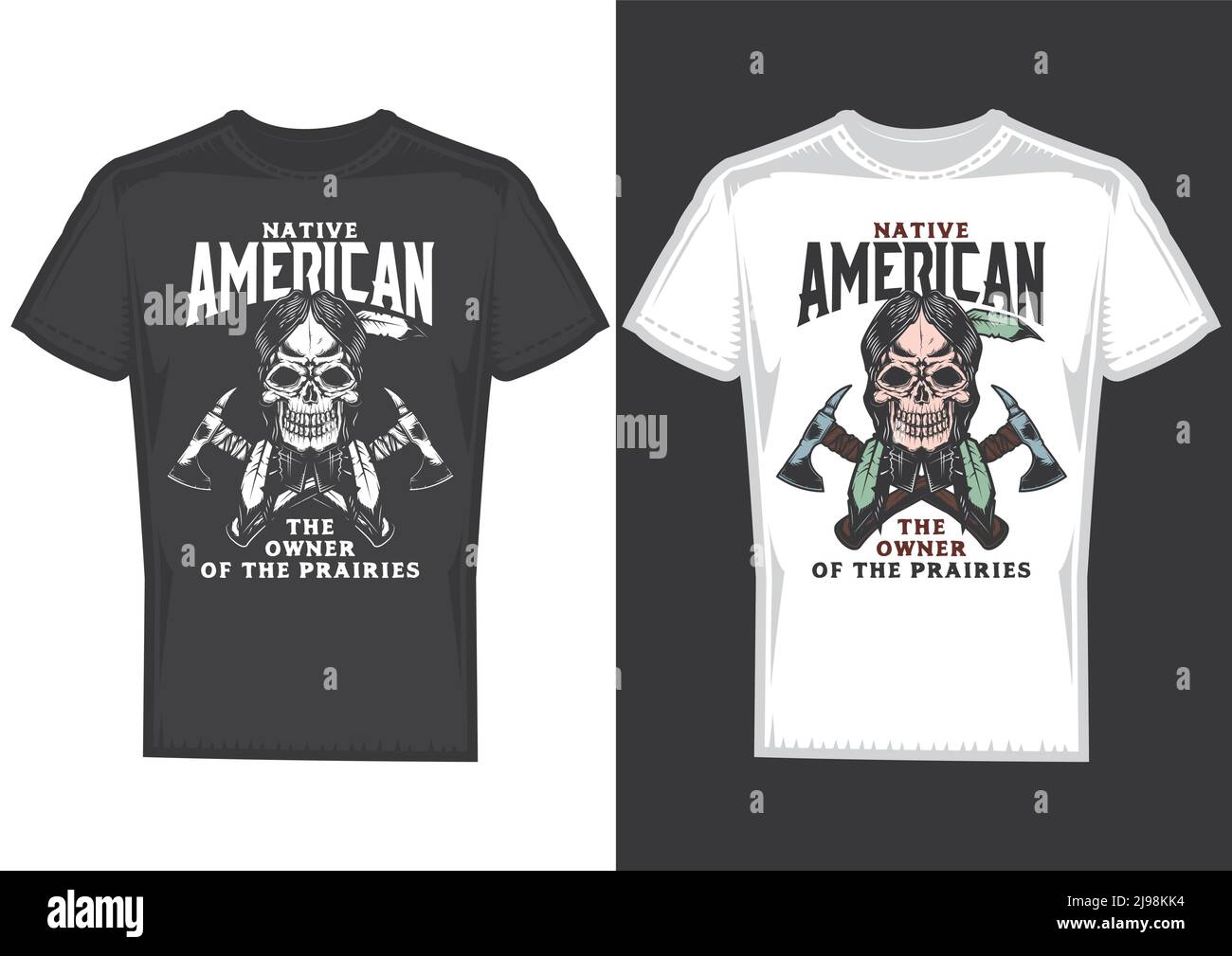 T-shirt design on 2 t-shirts with posters of native americans Stock ...