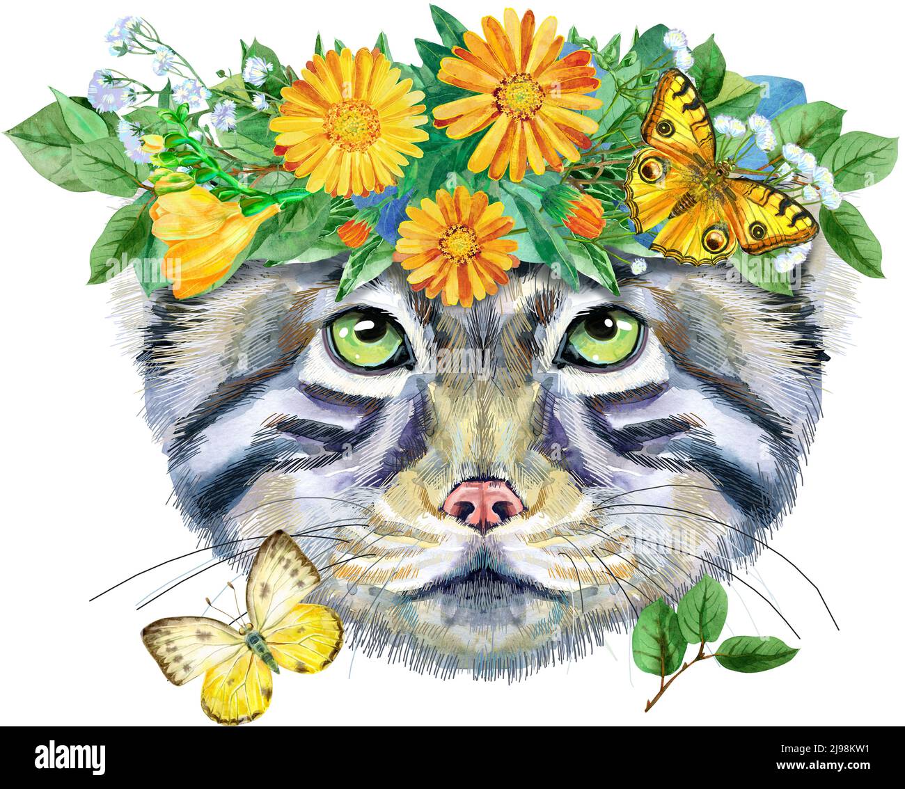 Cat in flower poster Cut Out Stock Images & Pictures - Alamy