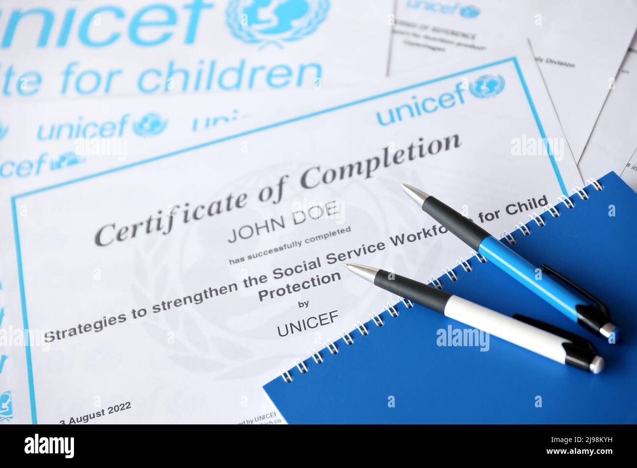 TERNOPIL, UKRAINE - MAY 2, 2022: Volunteer certificate of completion ...