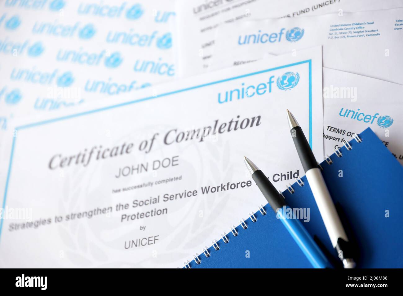 TERNOPIL, UKRAINE - MAY 2, 2022: Volunteer certificate of completion ...