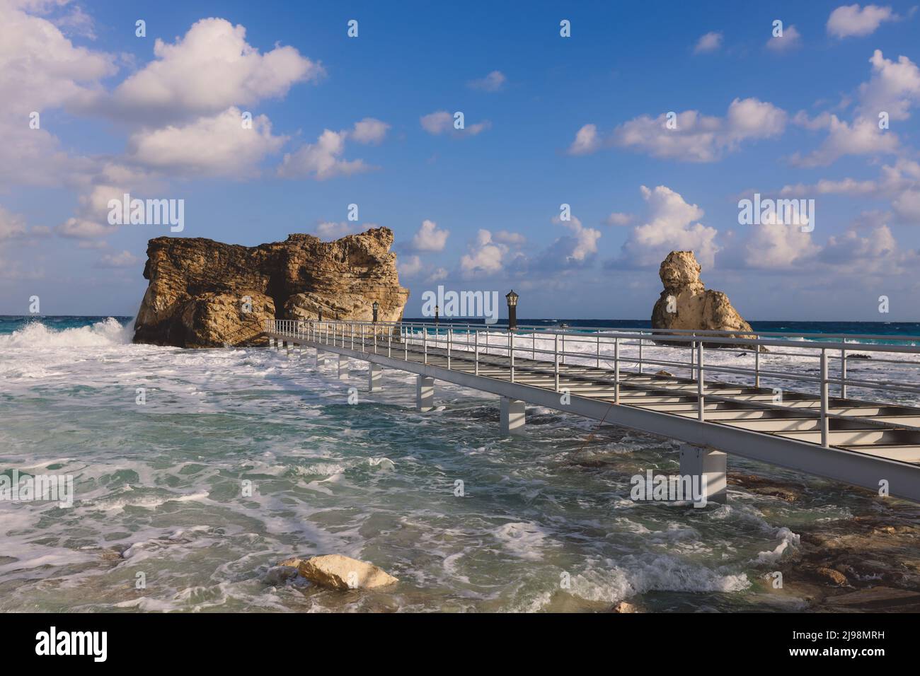 Wooden Bridge to the Stone Rocky Formation on the Cleopatra Beach on ...