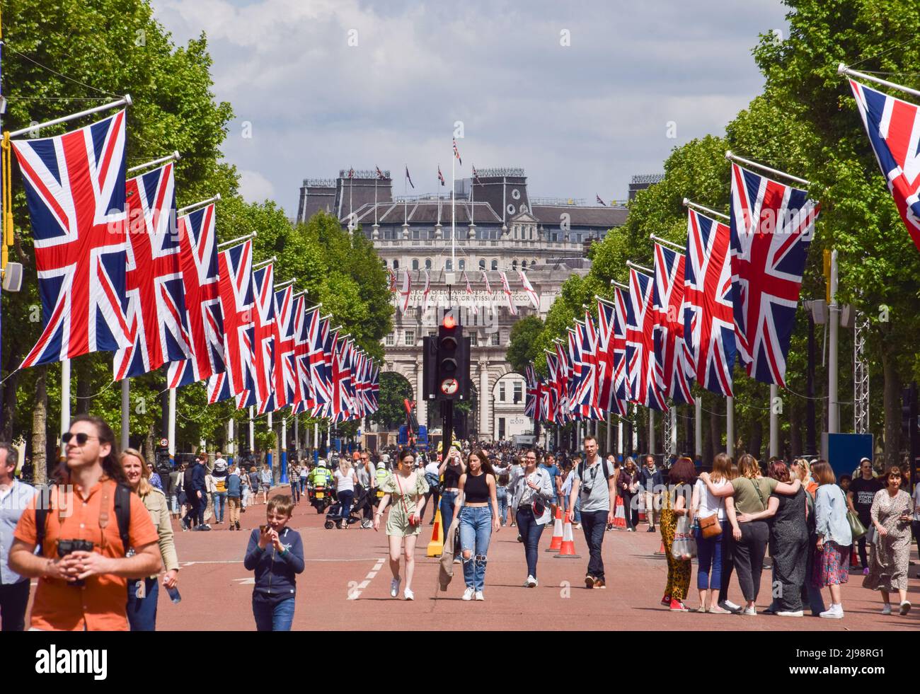 London, UK. 21st May 2022. Union Jack flags decorate The Mall for the ...