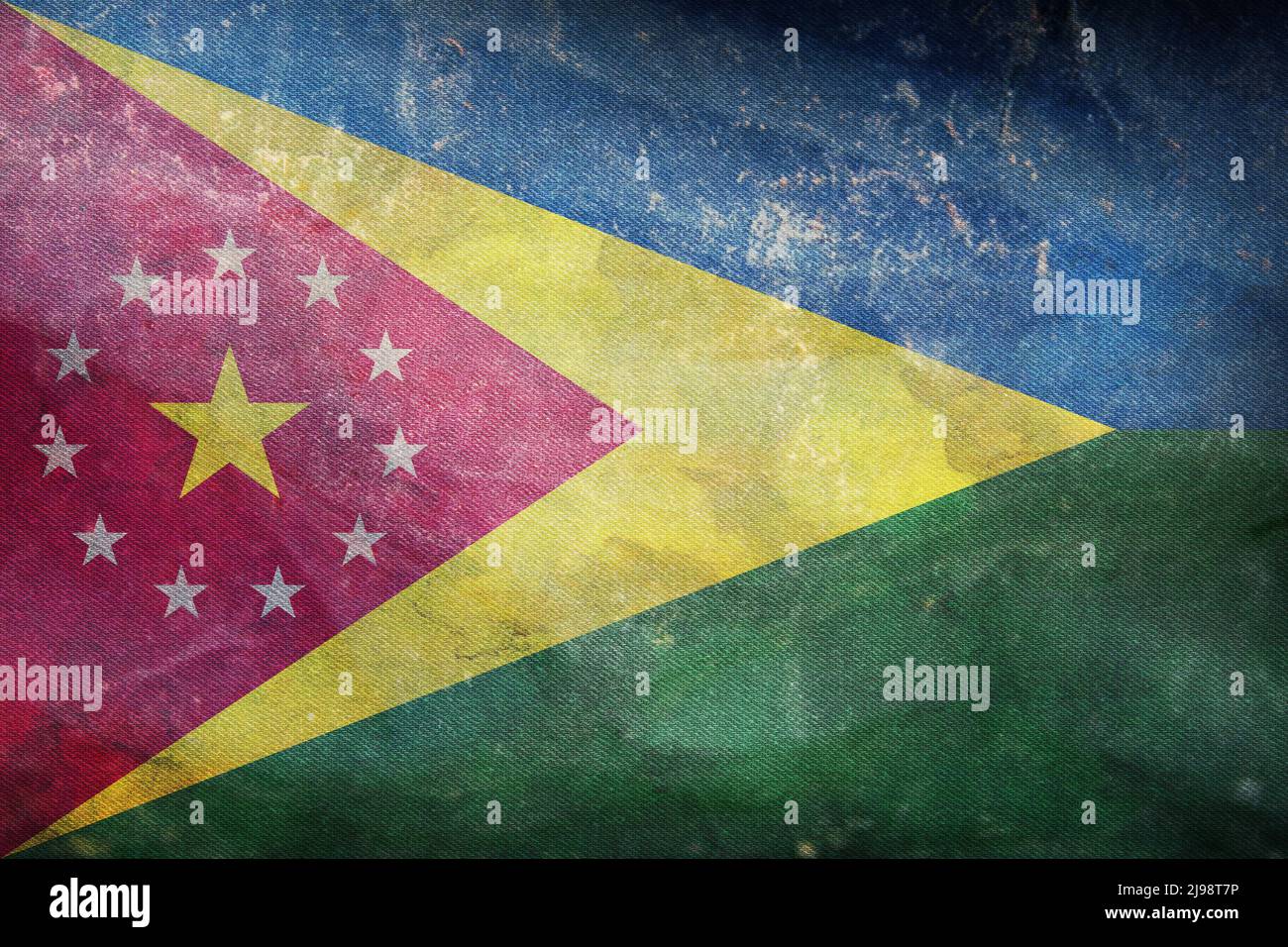 Top view of retro flag of Moca, untied states of America with grunge ...