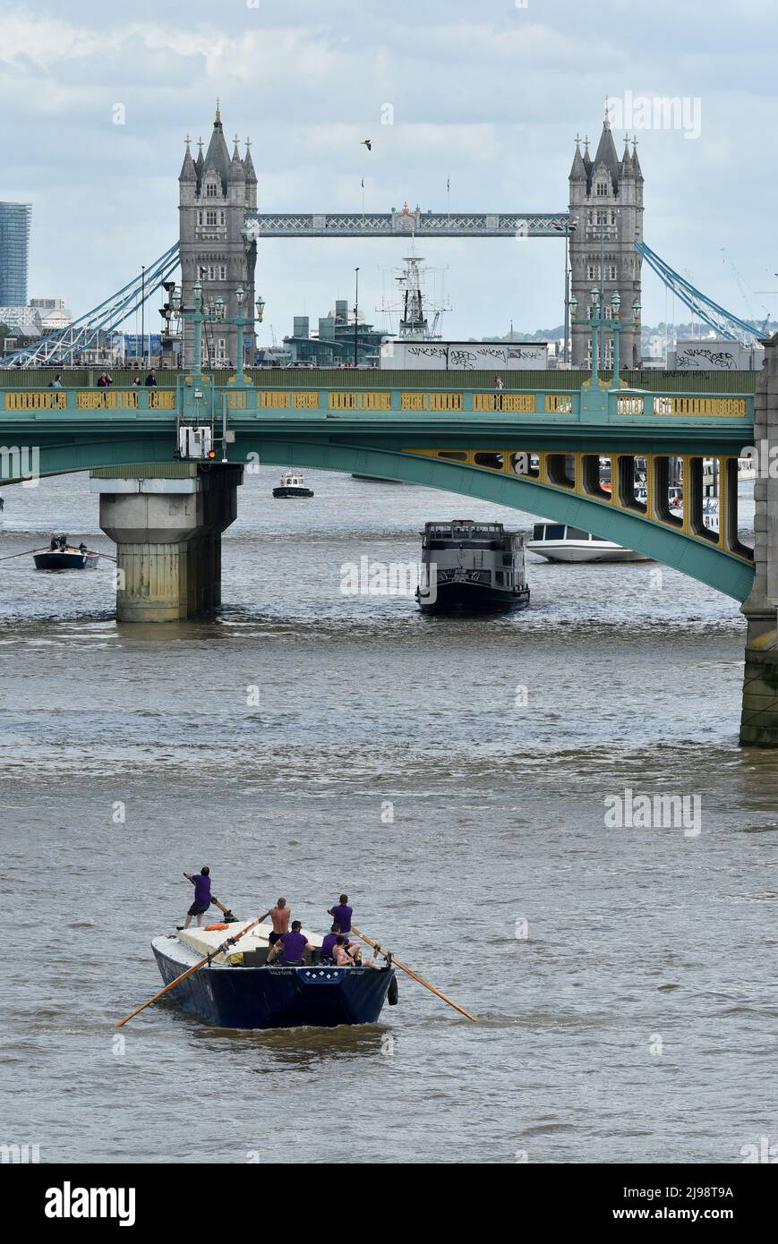 Millenium Bridge, London, UK. 21st May 2022. Crews take part in the ...