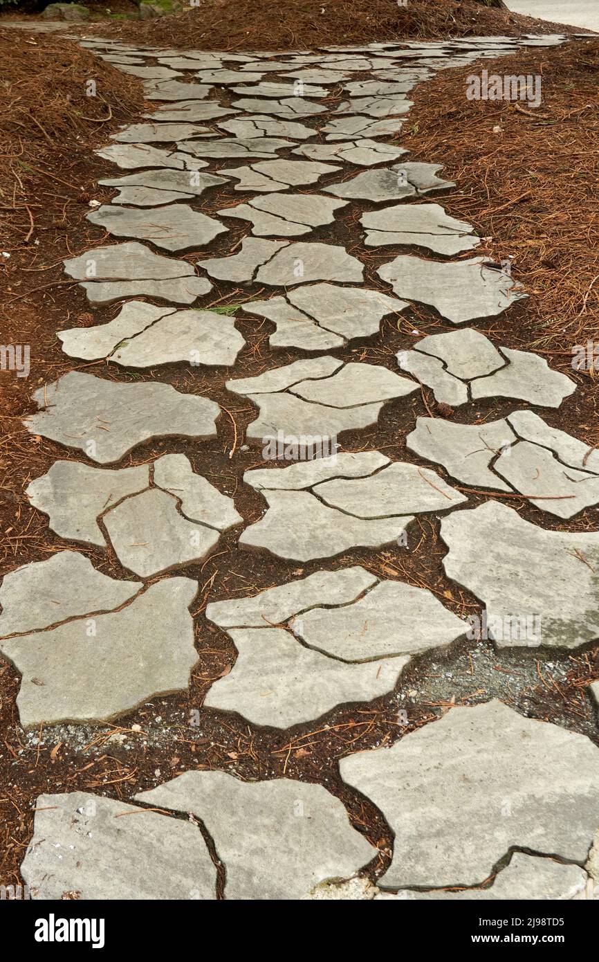Irregularly shaped cut stone slabs forming a walkway Stock Photo - Alamy