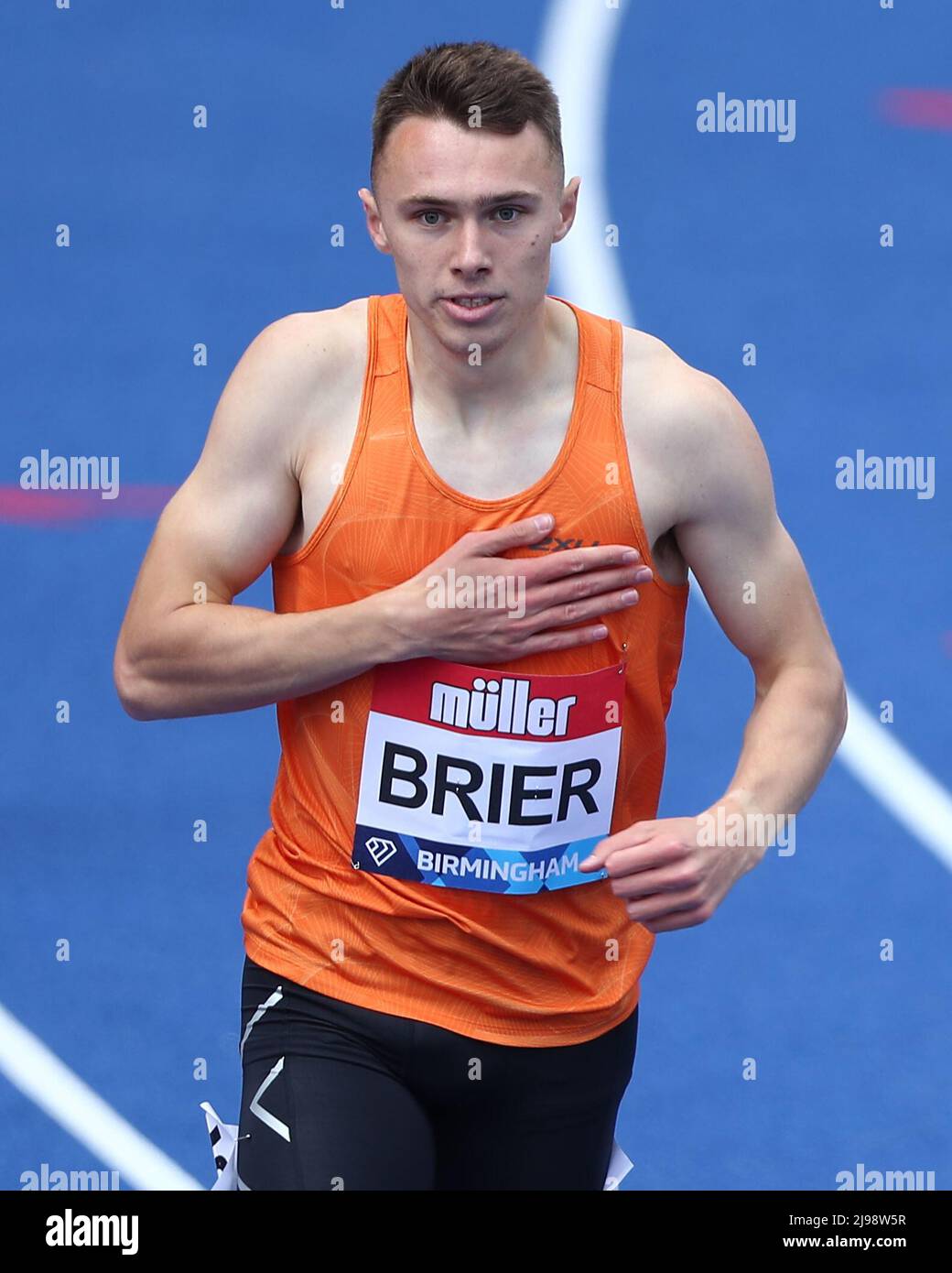 Great Britain’s Joseph Brier celebrates after winning the 400m B Men ...
