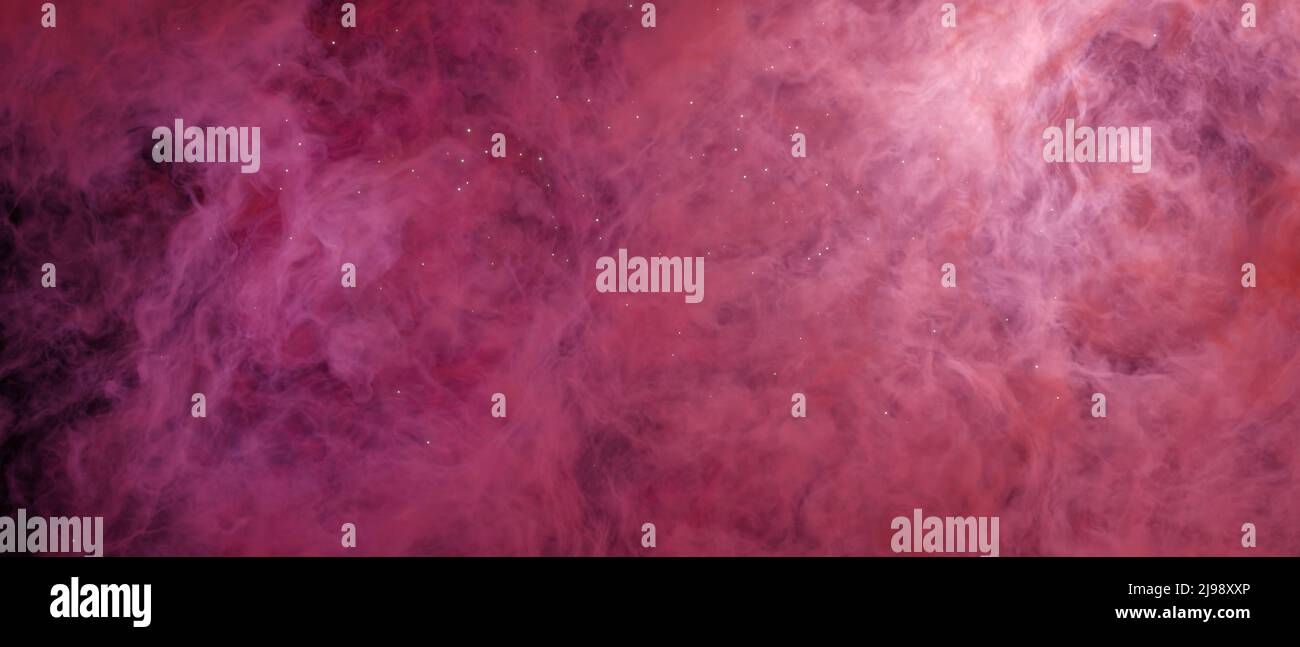 Cosmic nebula purple pink in space among stars and galaxies. Gas dust ...