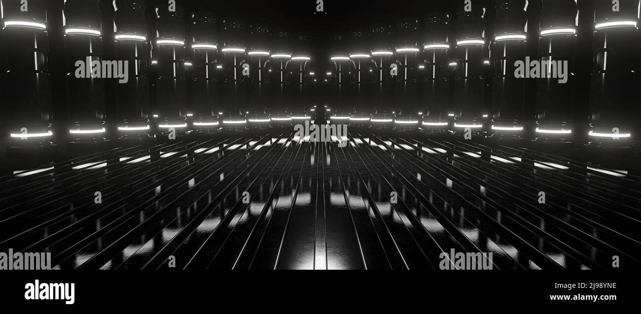 Elegant Technology Schematic Futuristic Showroom Or Hall Night Gray ...