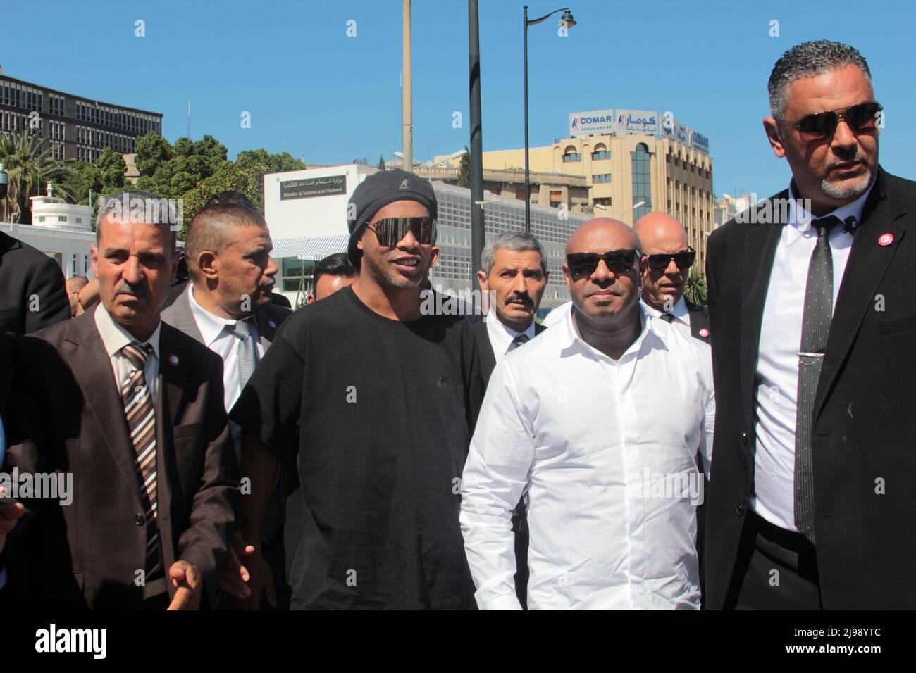 Retired Brazilian football player Ronaldinho and Tunisian rapper K2rhym ...