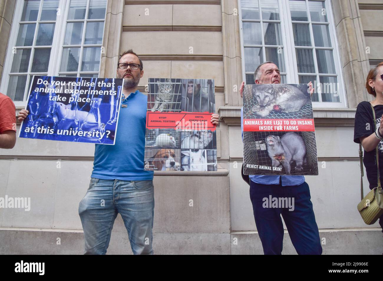 London, UK. 21st May 2022. Animal rights activists gathered outside ...