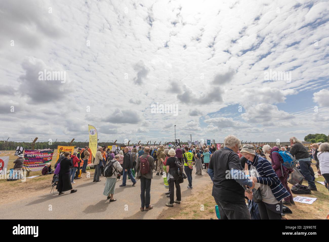 RAF Lakenheath, Suffolk, UK. 21st May, 2022.Protesters gather at the ...