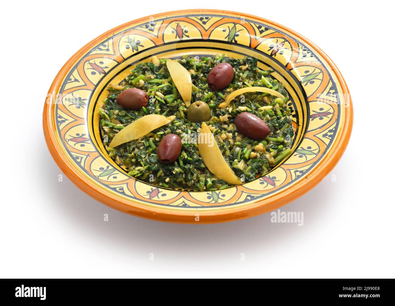 Moroccan mallow salad; the leaves are chopped, steamed and then sauteed ...