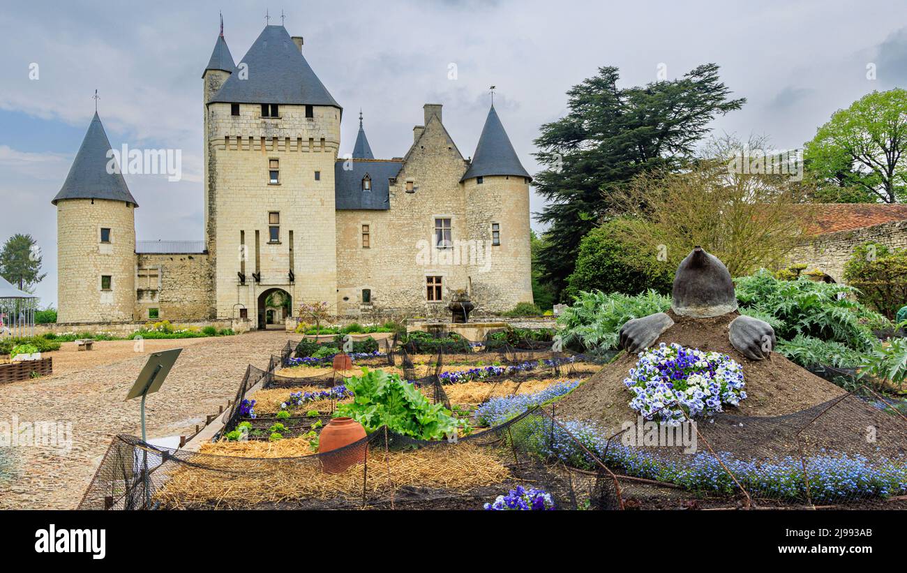 Lemere, Loire valley, France - April 25, 2022: Medieval Castle and ...