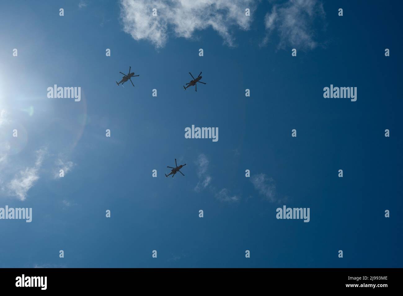 Helicopters fly formation hi-res stock photography and images - Alamy