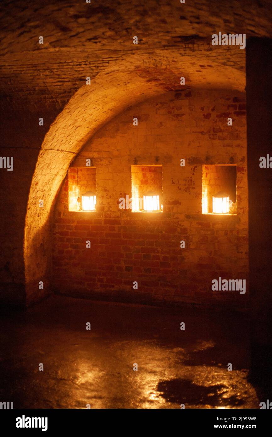 Lit alcoves at Hurst Castle Stock Photo - Alamy