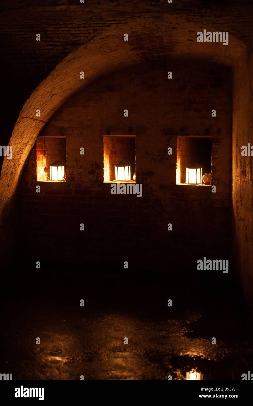 Lit alcoves at Hurst Castle Stock Photo - Alamy