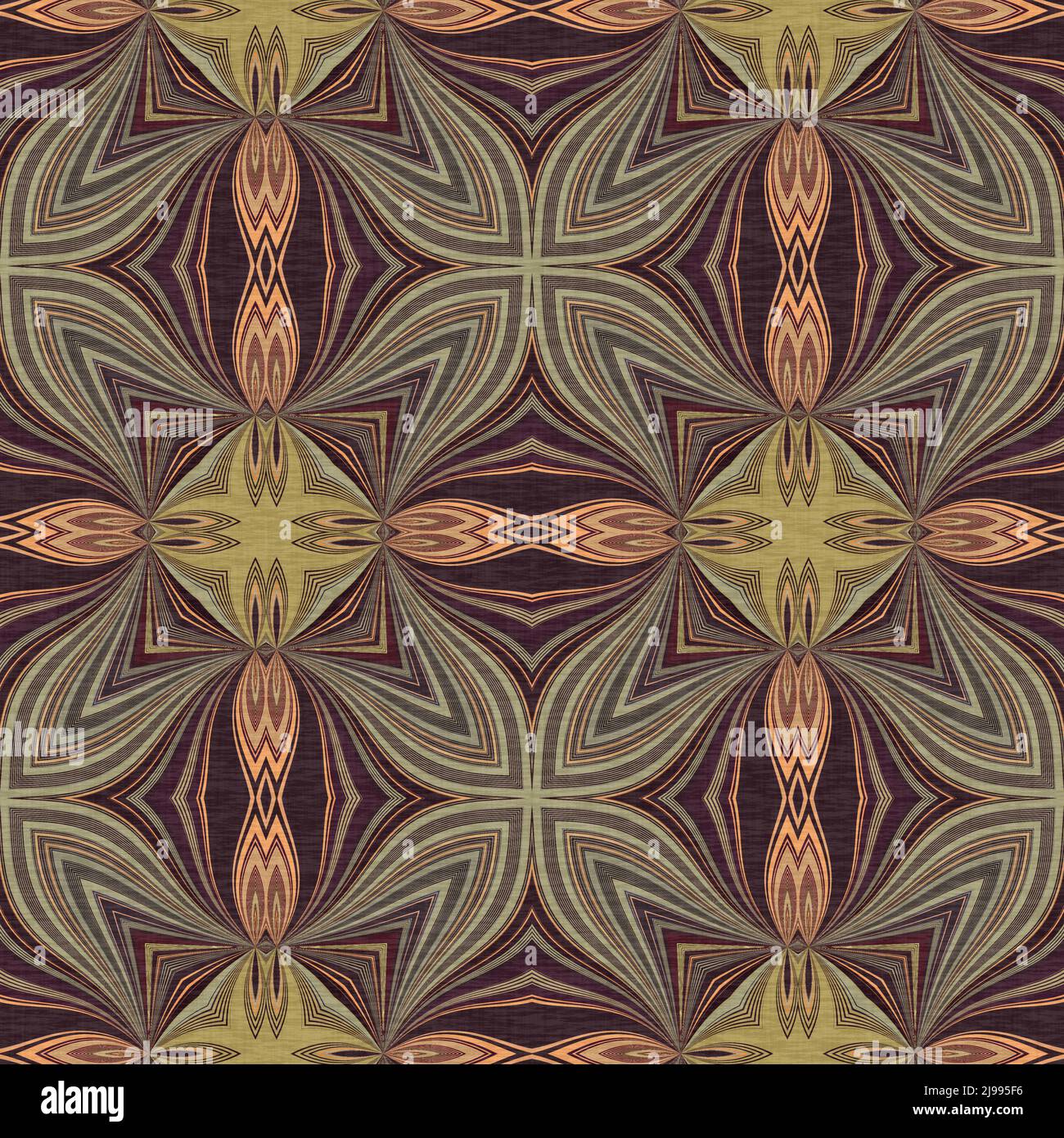 Earthy colours retro sixties geometric seamless pattern in variegated ...