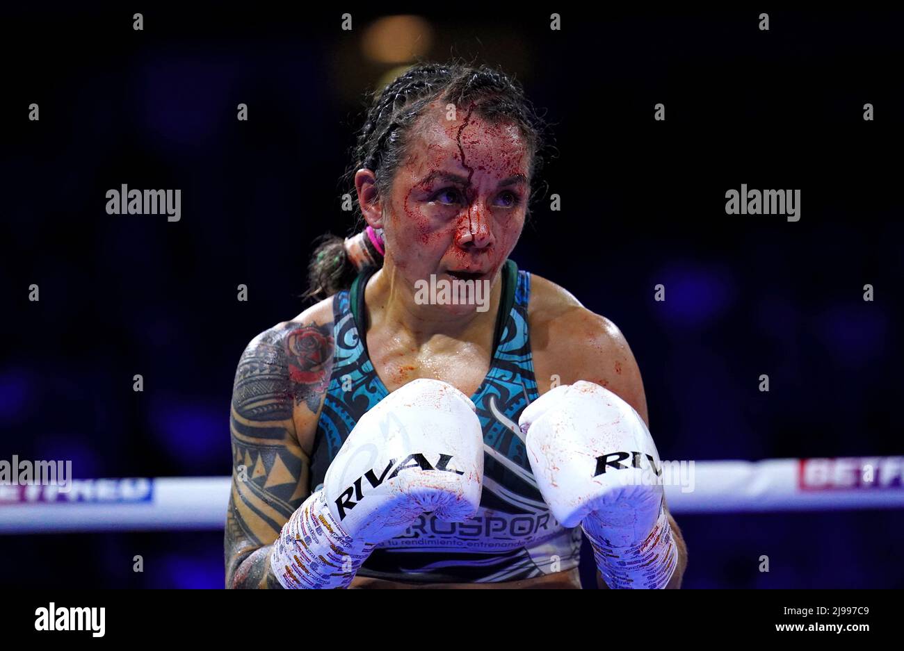 EDITORS NOTE BLOOD: Maria Cecilia Roman in the WBA Intercontinental Super-Bantamweight Title at ...