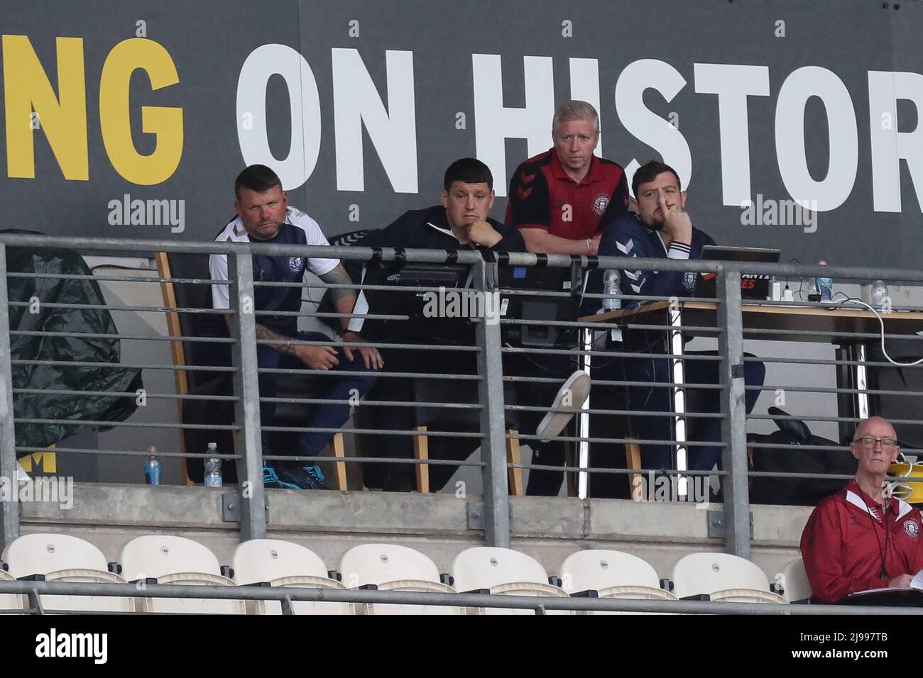 Matt Peet Head Coach of Wigan Warriors looks dejected as he watches the ...
