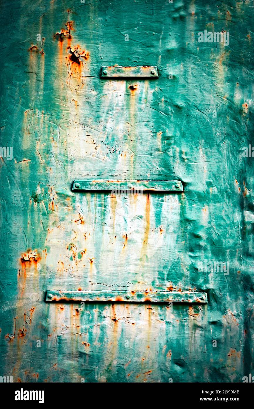 abstract background or texture Detail of an old green metal sheet Stock ...