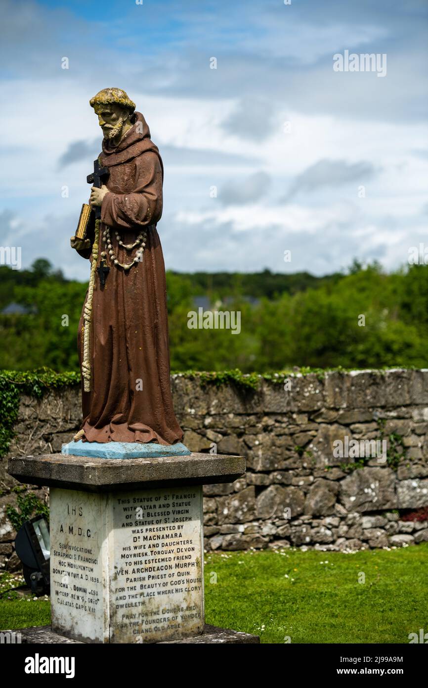 Quin a picturesque town in the Shannon region with the ruins of a ...