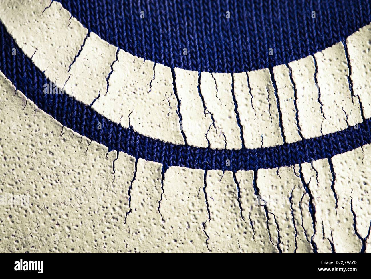 abstract background detail of damaged color on blue textiles Stock ...