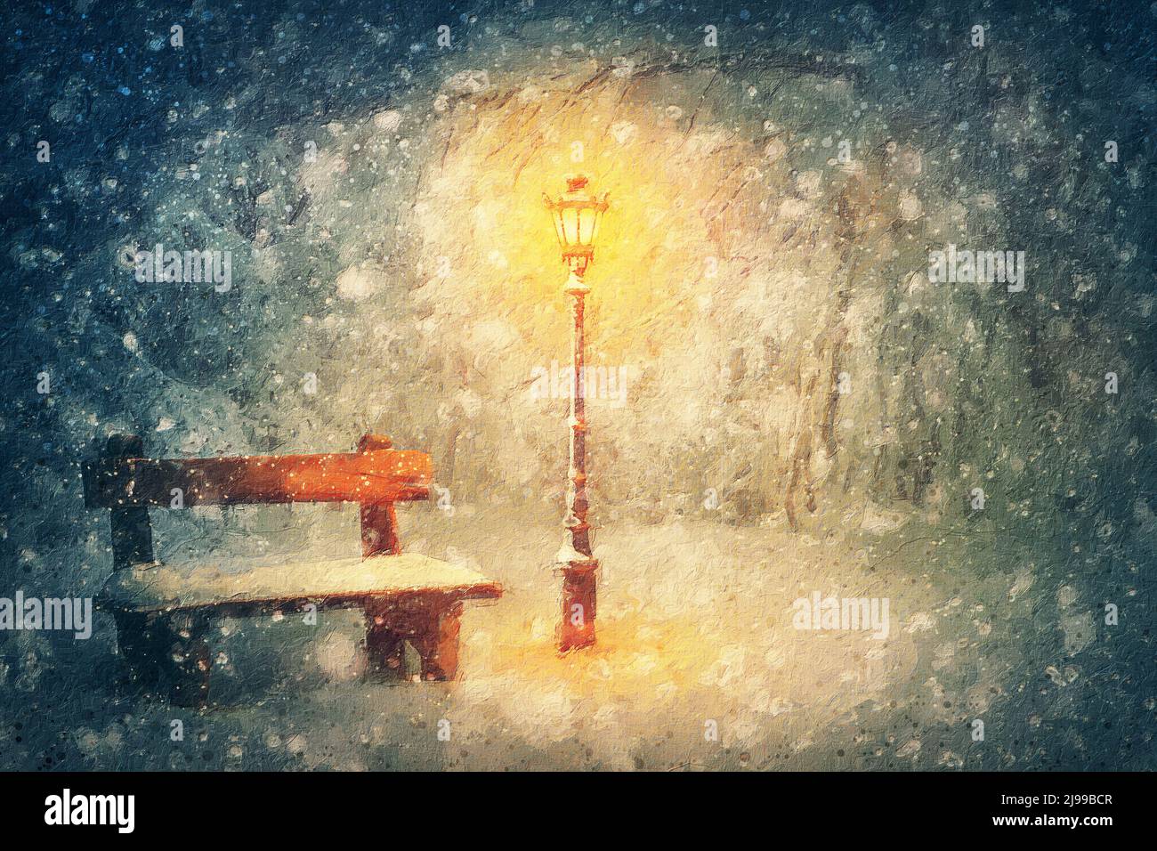 Winter scene painting hi-res stock photography and images - Alamy
