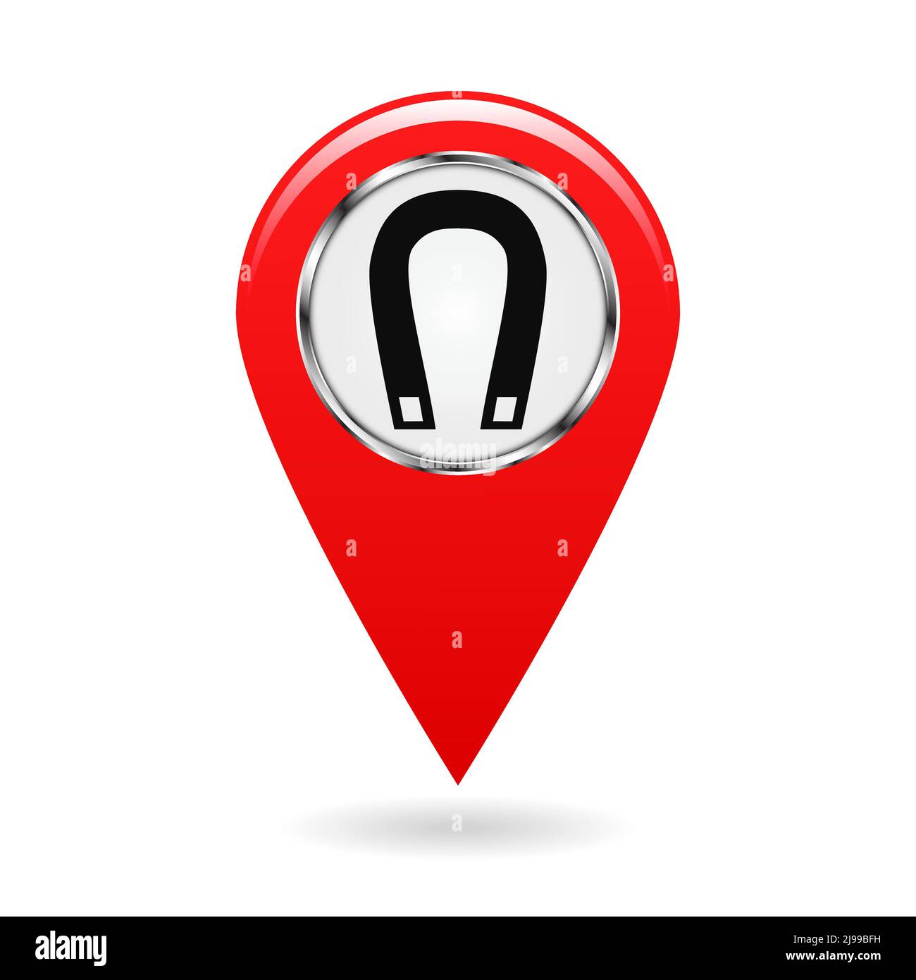 Map pointer. Index magnetic field areas on the map. Safety symbol. Red ...