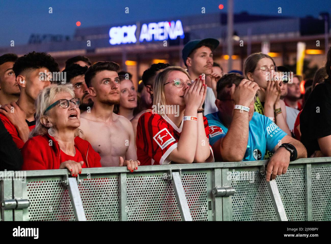 Freiburg Im Breisgau, Germany. 21st May, 2022. Fans of SC Freiburg ...