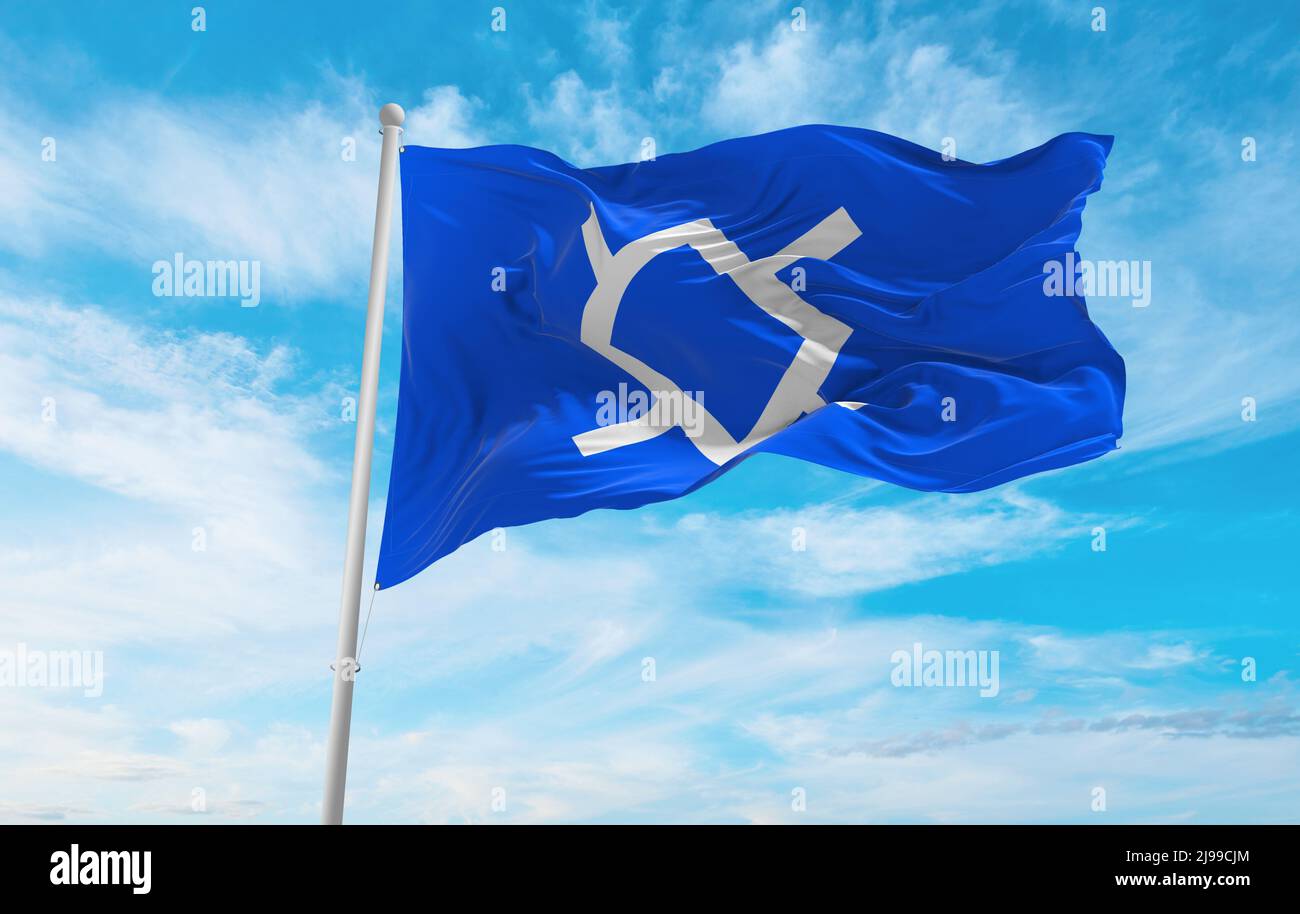 official flag of Northern Cheyenne people ethnic, USA at cloudy sky ...