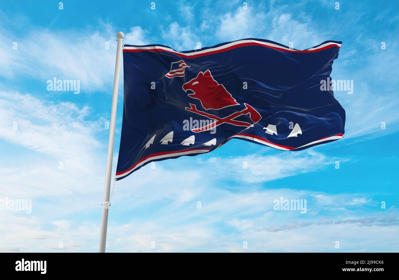official flag of Pawnee people ethnic, USA at cloudy sky background on ...