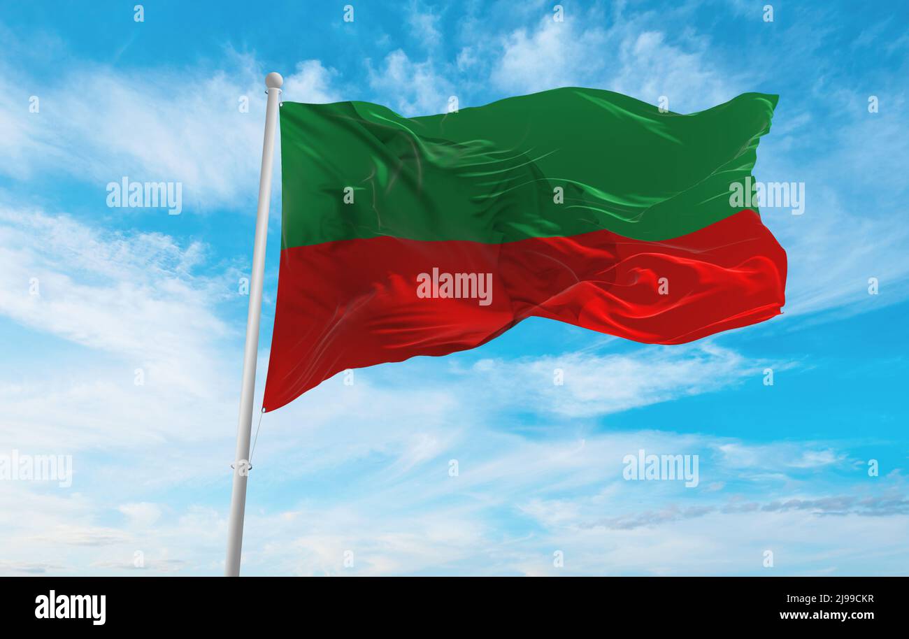 official flag of Sac and Fox Nation people ethnic, USA at cloudy sky ...