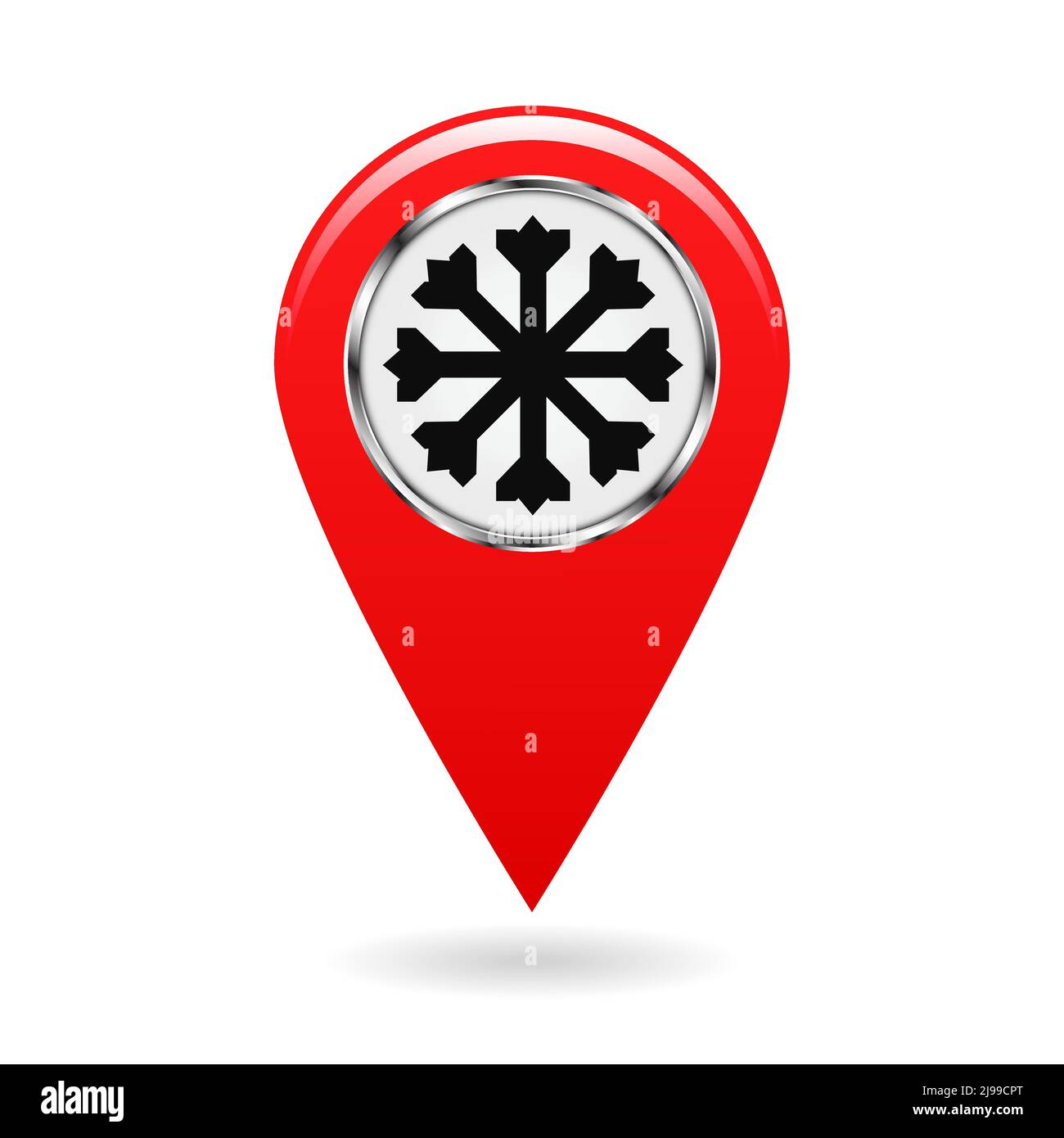 Map pointer. The pointer of snow drifts and icy areas on the map ...