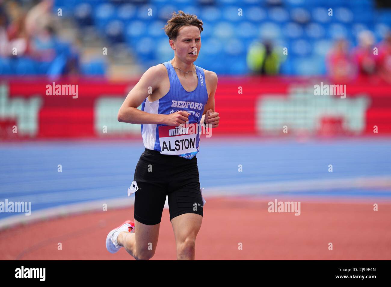 Alex Alston of Great Britain in the men’s 3000m Steeplechase during the Muller Birmingham ...